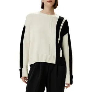 Lilysilk Bicolor Stripe Knit Wool Sweater