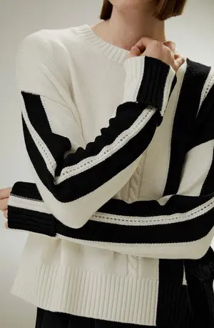 Lilysilk Bicolor Stripe Knit Wool Sweater