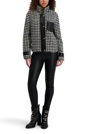 Karl Lagerfeld Paris Wool Blend Felt Crop Jacket - Black/white