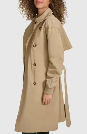 Karl Lagerfeld Paris Double-Breasted Gabardine Trench Coat