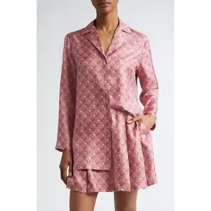 Max Mara Alpe Kitty Print Silk Twill Shirt - Peony