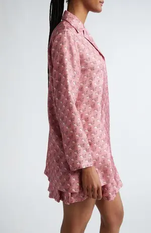 Max Mara Alpe Kitty Print Silk Twill Shirt