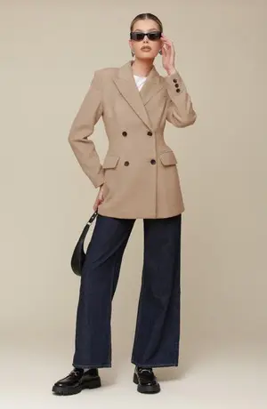 Avec Les Filles Hourglass Blazer Coat - Camel