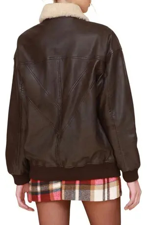 Avec Les Filles Leather Bomber Jacket