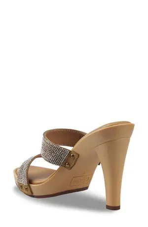 CANDIE'S Genesys Platform Slide Sandal - Dark Tan Sequin