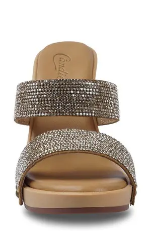 CANDIE'S Genesys Platform Slide Sandal - Dark Tan Sequin