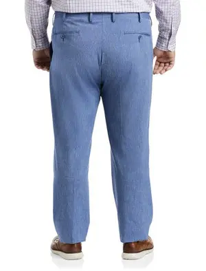 OAK HILL BY DXL Linen-blend Suit Pants - Blue