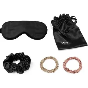 BLISSY Mulberry Silk 5-piece Travel Set - Black/ Multi