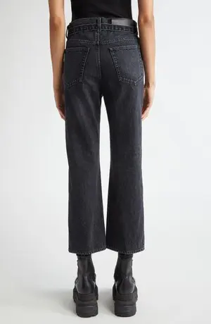 Sacai Belted Bootcut Jeans - Black