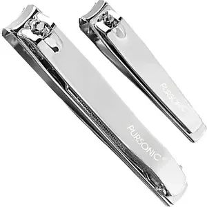 PURSONIC Salon Grade Premium 2 Pack Nail Clipper - Silver