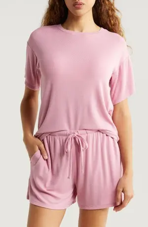 Nordstrom Moonlight Eco Easy Rib Short Pajamas Pink Prince