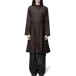 Rains Waterproof A-line Long Raincoat - Bark