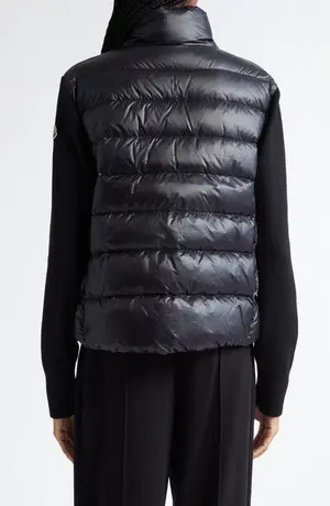 Moncler Quilted Down And Wool Knit Cardigan - Black