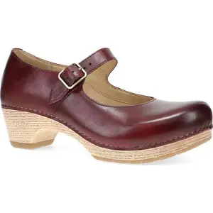 Dansko Lilah Mary Jane Platform Pumps - Red Waxy Burnished