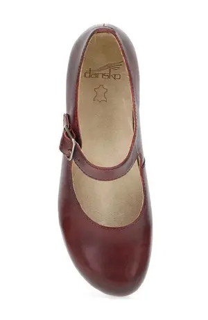 Dansko Lilah Mary Jane Platform Pumps - Red Waxy Burnished