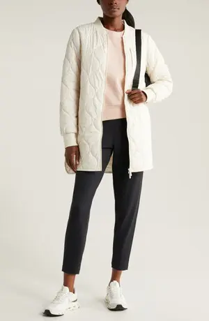 Zella Skyline Longline Quilted Jacket - Ivory Egret