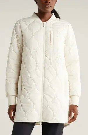 Zella Skyline Longline Quilted Jacket - Ivory Egret