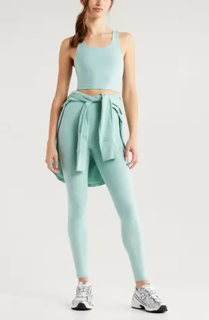 Zella Renew Mélange Support Crop Tank - Teal Aquifer Melange
