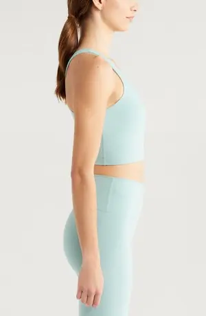 Zella Renew Mélange Support Crop Tank - Teal Aquifer Melange