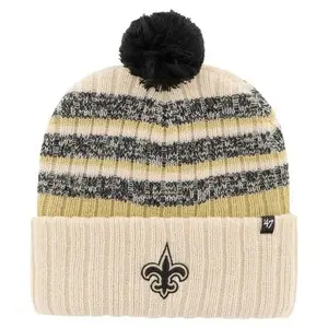 '47 Natural New Orleans Saints Tavern Cuffed Knit Hat With Pom - Cream