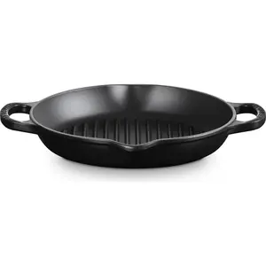 LE CREUSET Signature Deep Round Enamel Cast Iron Grill Pan Licorice