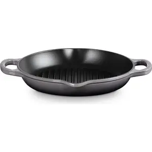 LE CREUSET Signature Deep Round Enamel Cast Iron Grill Pan Oyster