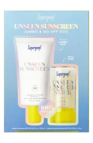 Supergoop!® Unseen Sunscreen Jumbo + Go Set $78 Value