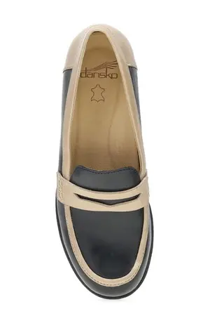 Dansko Danica Waterproof Penny Loafer Pump - Black/dune Burnished