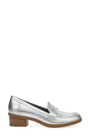 Dansko Danica Waterproof Penny Loafer Pump - Silver Metallic
