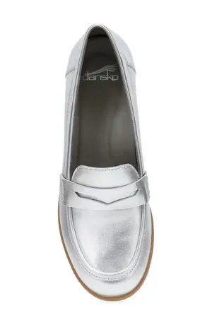 Dansko Danica Waterproof Penny Loafer Pump - Silver Metallic