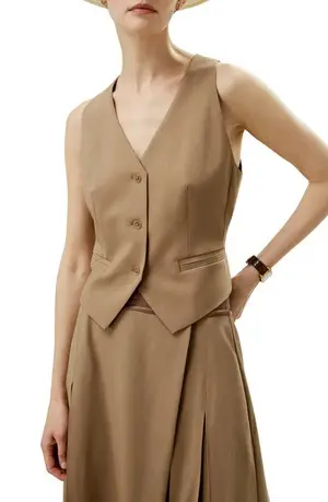 Lilysilk Silk-wool Vest With Jacquard Silk Back