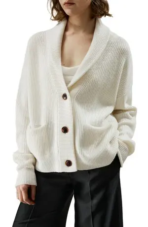 Lilysilk Wool Knit Shawl Collar Cardigan - White