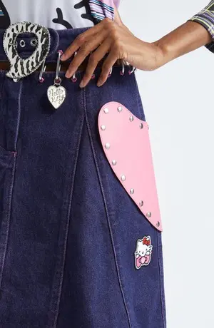 Chopova Lowena X Sanrio Hello Kitty® Carabiner Denim Skirt In Blue