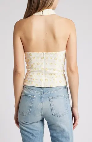 MISTRESS ROCKS Floral Embroidered Halter Top