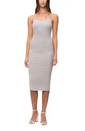THE STANDARD STITCH Spaghetti Strap Midi Dress - Heather Grey
