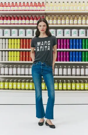 MOTHER High Waist Fray Hem Flare Leg Jeans
