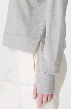 Sweaty Betty After Class Organic Cotton Blend Longline Sweatshirt - Light Grey
