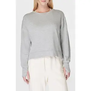 Sweaty Betty Sweaty Betty After Class Organic Cotton Blend Longline Sweatshirt Light Grey