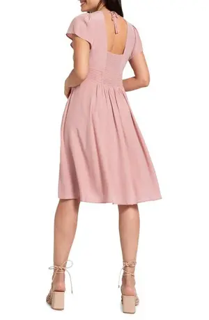 Seraphine Flutter Sleeve Maternity/nursing Dress - Blush
