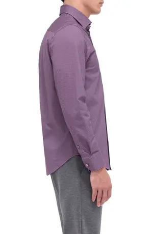 Bugatchi James Ooohcotton® Micropattern Button-up Shirt - Plum