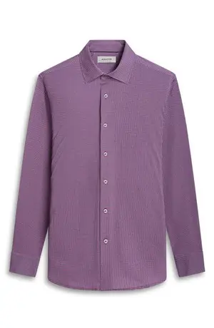Bugatchi James Ooohcotton® Micropattern Button-up Shirt - Plum