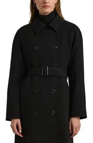 Ralph Lauren Crepe Belted Coat - Black
