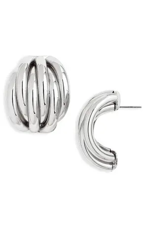 OPEN EDIT Ridge Hoop Earrings Rhodium