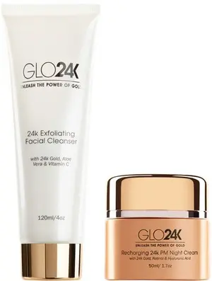 GLO24K Exfoliating Facial Cleanser & Night Cream - Na