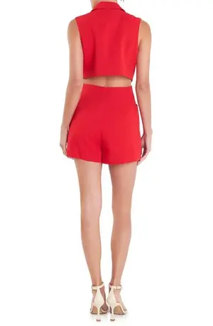 Endless Rose Double-breasted Sleeveless Blazer Romper