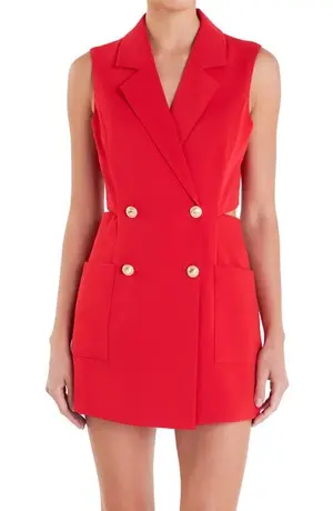 Endless Rose Double-breasted Sleeveless Blazer Romper