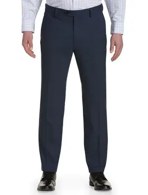 SYNRGY BY DXL Performance Mélange Flat-front Suit Pants - Blue