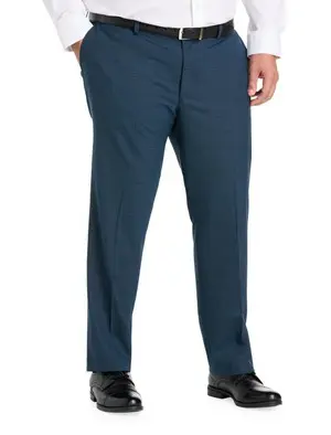 SYNRGY BY DXL Performance Mélange Flat-front Suit Pants - Blue