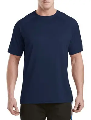HARBOR BAY BY DXL Big & Tall Swim Rash Guard T-shirt - Navy