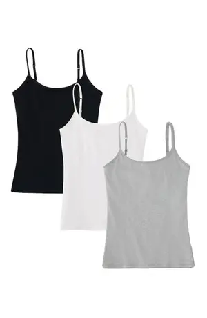 PACT Organic Cotton Shelf Bra Camisole 3-pack - Heather Basics